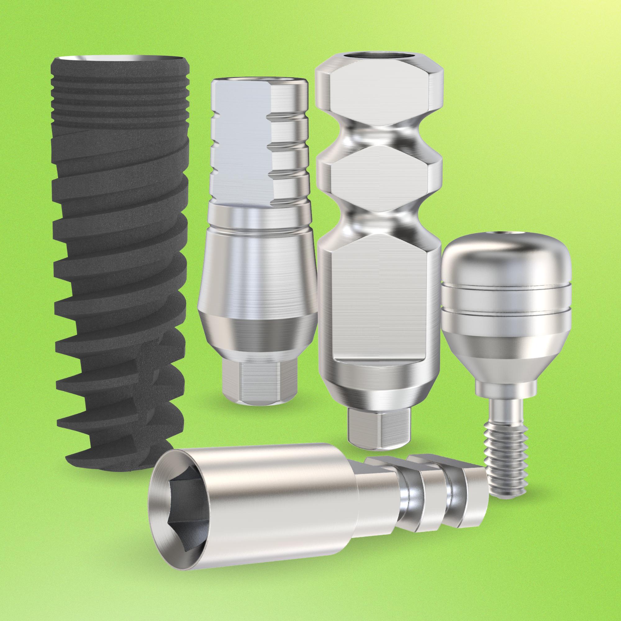 RBM Dental Spiral Implant and Prosthetic Internal Hex Implantation Set